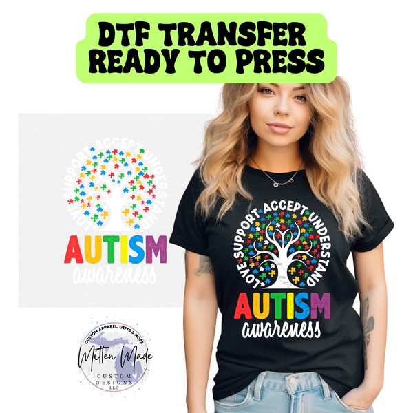 Autism Tree Awareness DTF Transfer – Mitten Made Custom Designs