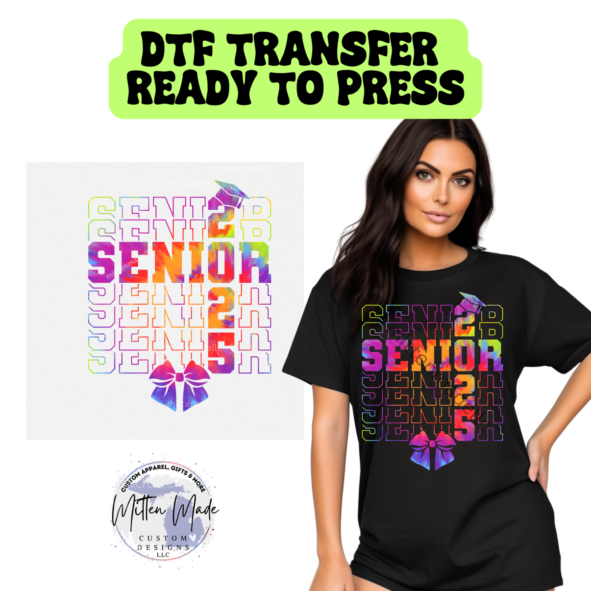 Senior 2025 Stacked DTF Transfer – Mitten Made Custom Designs